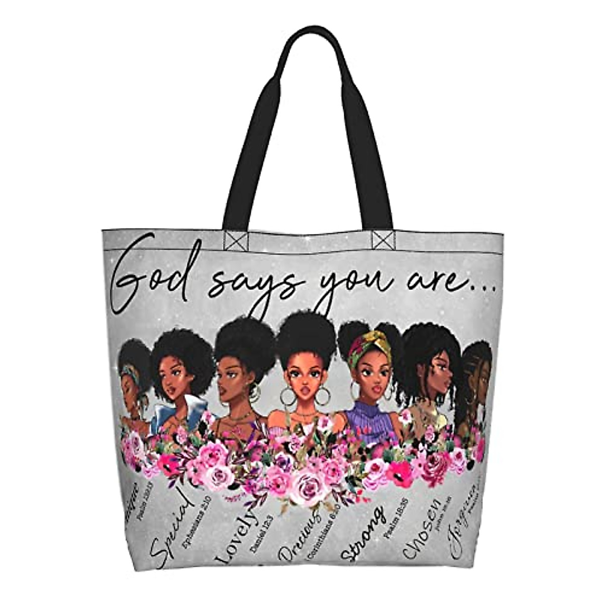 Afro Women Tote Bags African American Shoulder Bag Black Girl Satchel Handbags For Shopping Work Grocery Gym