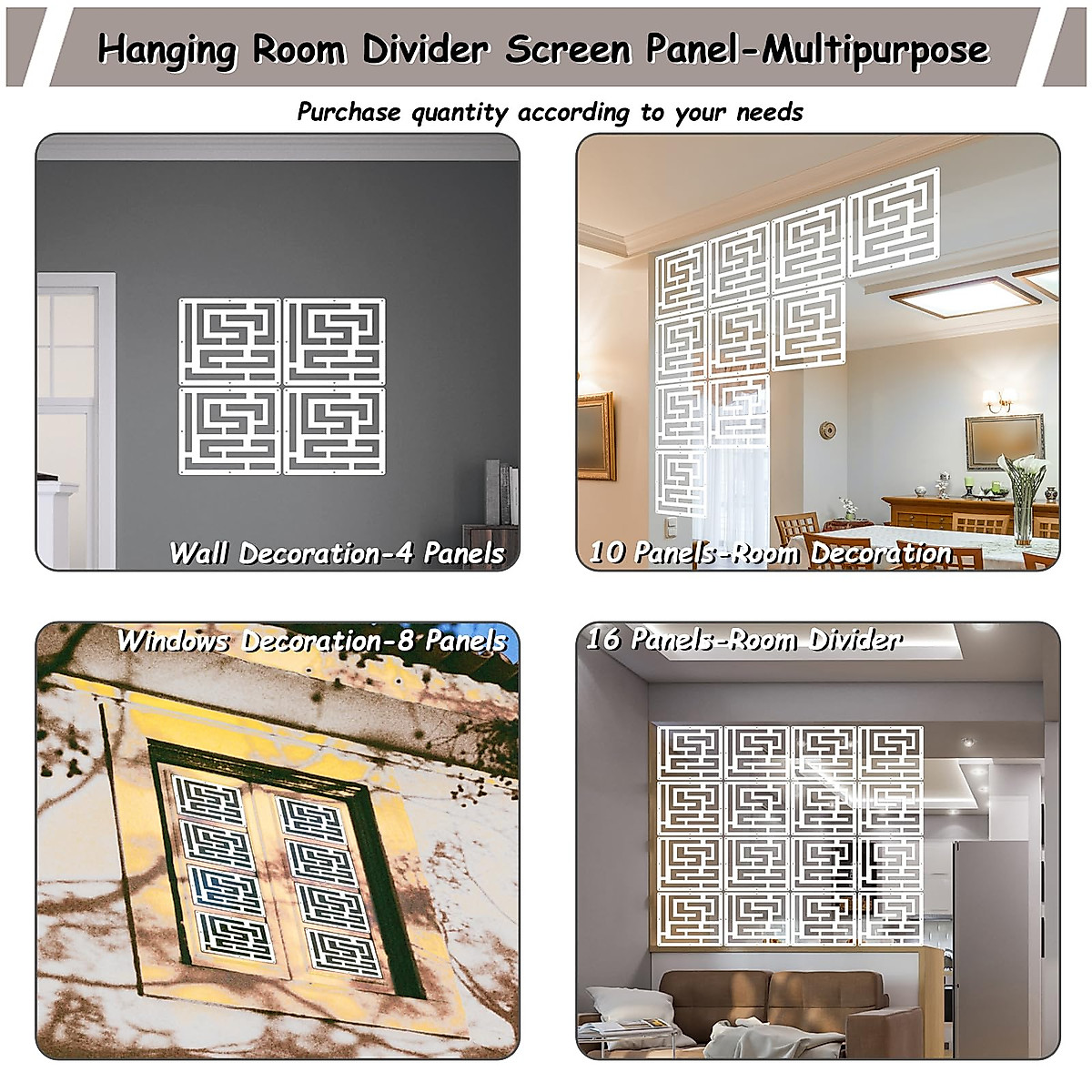 Lchen Hanging Room Divider Panel,10 Pieces Hanging Wall Divider Room Partition Wood-Plastic Thick Hanging Panel Screen Home Office Decoration(ML-S-10Panels)