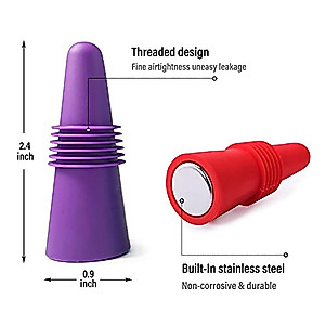 Wine Stoppers Beverage Bottle Sealer Soft Silicone Wine Bottle Stoppers Corks with Grip Top for Keeping Wine Champagne Fresh, 8 Pack