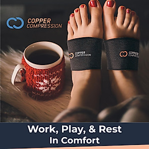 Copper Compression Copper Arch Support - 2 Plantar Fasciitis Braces/Sleeves. Foot Care, Heel Spurs, Feet Pain Relief, Flat & Fallen Arches, High Arch