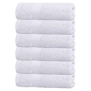 Infinitee Xclusives Premium White Hand Towels 6 Pack, 16x28 Inches, Hotel and Spa Quality + Washcloths Set – Pack of 12, 13x13 Inches 100% Cotton Wash Cloths for Your Body and Face Towels