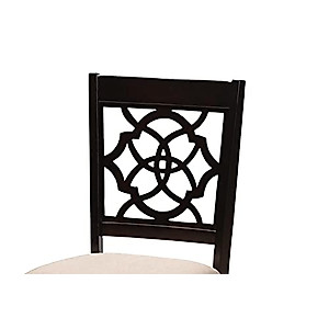 Baxton Studio Renaud Modern and Contemporary Sand Fabric Upholstered Espresso Brown Finished Wood Dining Chair