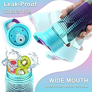 ROISDIYI Kids Water Bottle with Straw for School Tritan Leak Proof 16 OZ Toddler Water Bottle BPA-Free Spout Lid for Boys & Girls…