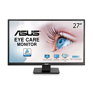 ASUS 27" 1080P Monitor - Full HD, Eye Care, Low Blue Light, Flicker-Free, VESA Mountable, Anti-Glare, D-Sub, HDMI Computer PC Monitor - VA279HAE