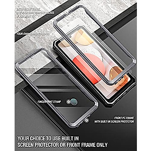 Poetic Guardian Case Designed for Samsung Galaxy A42 5G, Built-in Screen Protector Work with Fingerprint ID, Full Body Hybrid Shockproof Bumper Cover Case, Black/Clear