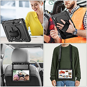 SEYMAC stock Case for Samsung Galaxy Tab S9/ S9 FE 5G Tablet Case with Screen Protector Pencil Holder [360 Rotating Hand Strap] &Stand, Drop-Proof for Galaxy Tab S9 FE 10.9''/ S9 11'', Black1
