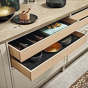 PABUSIOR Shelf Liner for Under Kitchen Sink - Strong Grip Non-Slip, 0.2in Thick, 24 x 68 Inch, Easy to Cut Foam Shelf Liner, Non-Adhesive Cabinet Protection Mat for Tools Drawer, Pantry Shelves, Black