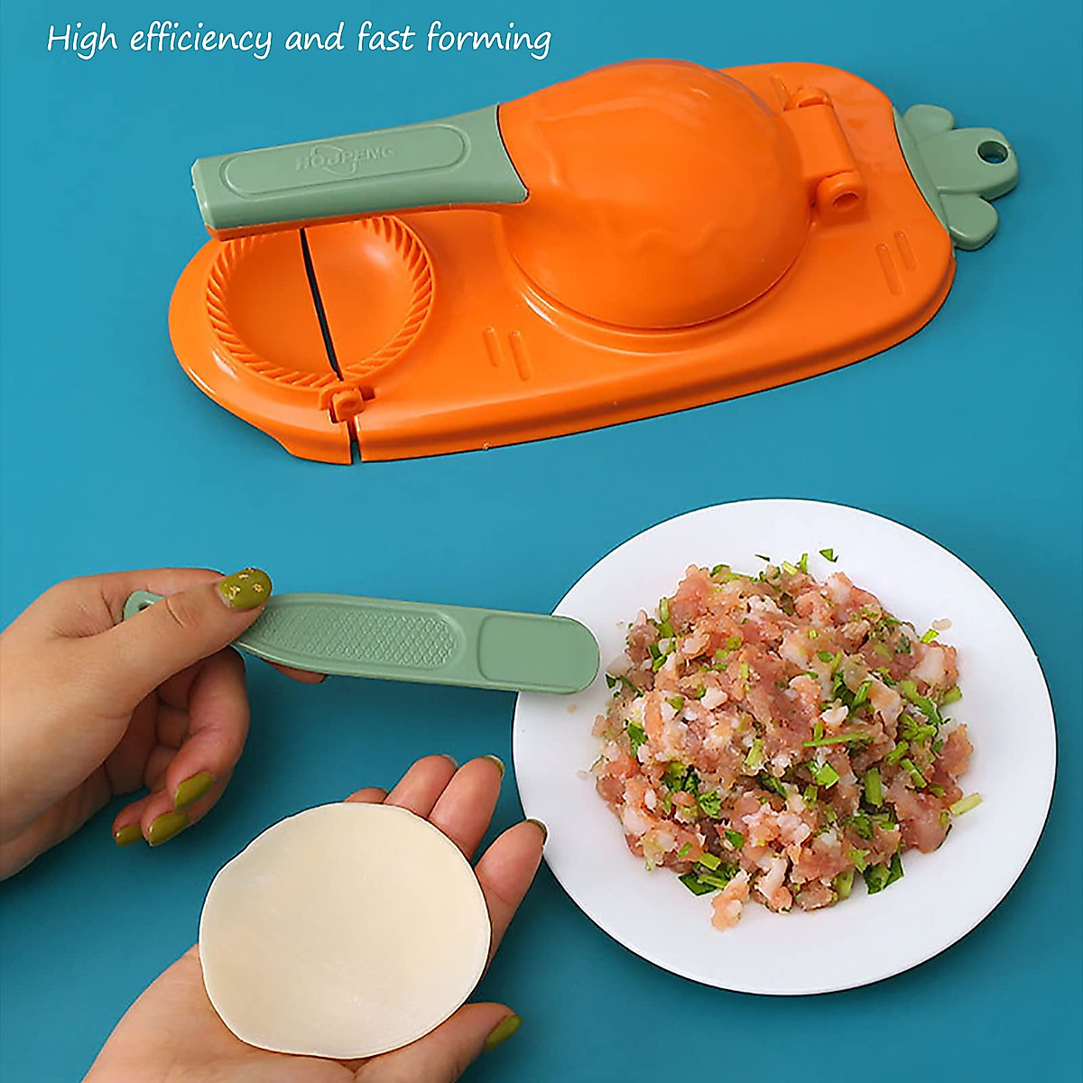 Dough Press, Dough Pressing Tool Dumpling Artifact Pressing Household Hand-Made Press Mold, Manual Tortilla Maker Press Dumpling Skin Dough Presser Dumpling Wrapper Presser Kitchen Gadgets (2 in 1 GN)