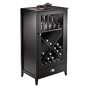 Winsome Bordeaux Modular Wine Cabinet X-Panel, Dark Wood Finish (92442)