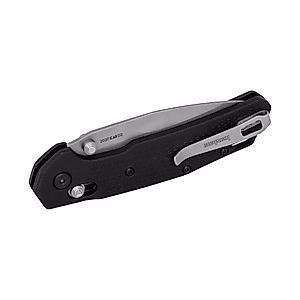Kershaw Heist Folding Pocket Knife, 3.2 inch Clip Point D2 Steel Blade, Stonewashed Finish, DuraLock Locking Mechanism, Black