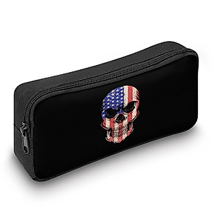 Skull USA Flag Pencil Case Pencil Pouch Coin Pouch Cosmetic Bag Office Stationery Organizer