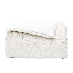 GLORY SEASON Comfy Warm Blanket Faux Fur Throw Blanket Fuzzy Ultra Soft Cozy Fluffy Blanket for Bed Couch and Living Room Sofa,Chair,50x60 inches Off White
