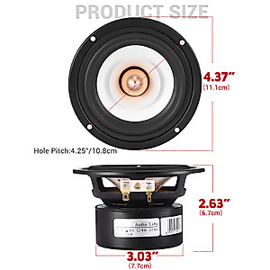 Facmogu 4 Inch Bullet Tweeter Full Range Speaker 4 Ohm, 5~15 Watt HiFi Tweeter Midrange Bass Integrated for Vocals Home Stereo Surround Sound Theater, 61Hz-18.5KHz Frequency Response 88dB