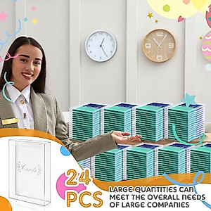 Suzile 24 Pcs Clear Greeting Card Boxes, Plastic Transparent Photo Storage Box Greeting Card Holder Rectangular Box Case Printed Cards for Cards, Photos, Paper, Envelopes(5.39 x 7.36 x 1 Inches)