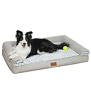 MIAO PAW Comfortable Orthopedic Dog Beds for Medium Large Dogs Egg- Foam Dog Crate Bed Removable Bolsters Washable Cover