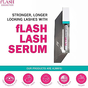 fLASH Eyelash Serum, Serum for Long, Curled Lashes - Enhances and Strengthens Your Natural Lashes - Safe and Effective Formula, 3-Month Supply