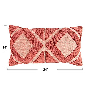 Creative Co-Op Coral Cotton Blend Chenille Lumbar Pillows, 1 Count (Pack of 1), Pink
