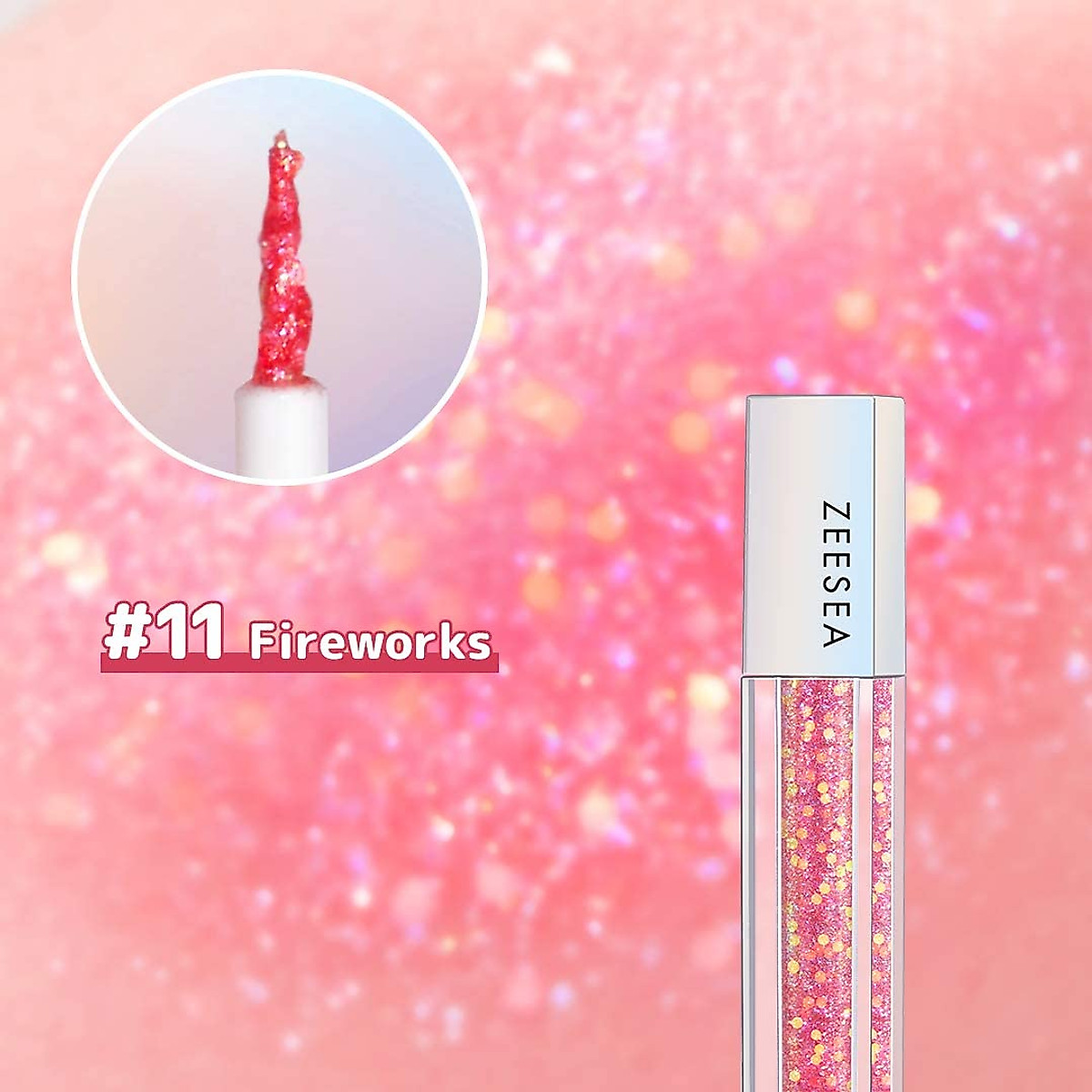 zeesea Glitter Galaxy Colored Liquid Eyeshadow, Dazzling Shimmer Eye Makeup, High Pigmented & Long Lasting (11 Fireworks)