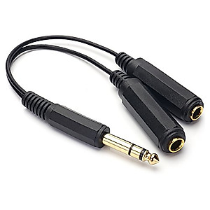 SiYear 6.35mm 1/4 inch Male Plug Stereo to 2 Dual 1/4 "TRS Female Jack Connector Audio Speaker Cable, Y Splitter Adapter Cable (20CM / 8Inch)