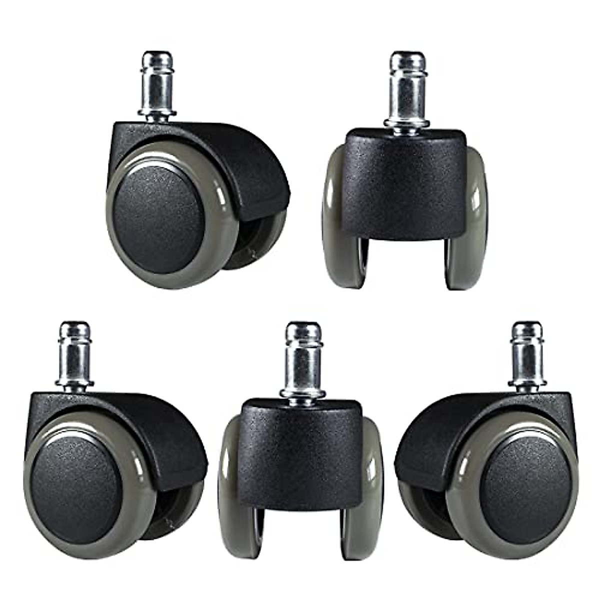 2 Inch Office Chair Wheels, Heavy Duty Rotating Desk Chair Caster Wheels Replacement Universal Fit Standard Size Roller, Set of 5, 330-lbs Load Capacity