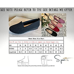 SPATI Women's Knitted Lightweight Comfortable Flat Shoes Loafers Slip On Casual Breathable Mesh Walking Round Toe (Black, Numeric_9)