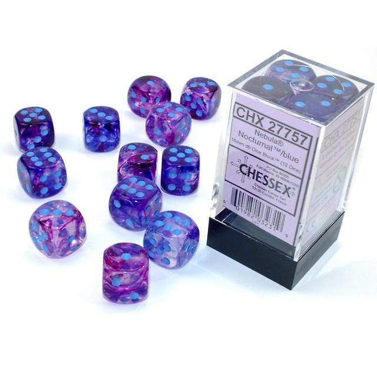 Chessex Nebula 16mm d6 Oceanic/Gold w/Luminary Dice Block (12 dice), Blue