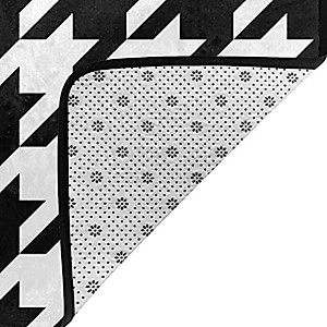 Luxurious Area Rugs Big Size Play Mat for Kitchen Playroom - black and white houndstooth 60 x 39 Inch Floor Pad Rugs, Indoor/Outdoor Entryway Rug Non Skid Backing