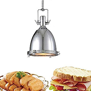 Commercial Food Warmer Stainless Steel Buffet Heat Lamp, Cafeteria Heating Lights Height Adjustable, 360mm