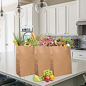 [100 Pcs. 8 X 4.5 X 10.5]- Kraft Paper Gift Bags Bulk with Flat Handles. Ideal for Shopping, Packaging, Retail, Party, Craft, Gifts, Wedding, Recycled, Business, Goody and Merchandise Bag (Brown)