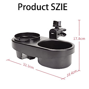 MTRSUE Universal Stroller Cup Holder with Snack Tray, 360° Rotation Removable Stroller Accessories with Non Slip Clip Firmly Grip Stroller Bar