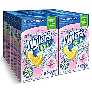 Wyler's Light Singles To Go Powder Packets, Water Drink Mix, Pink Lemonade, 96 Single Servings (Pack of 12)