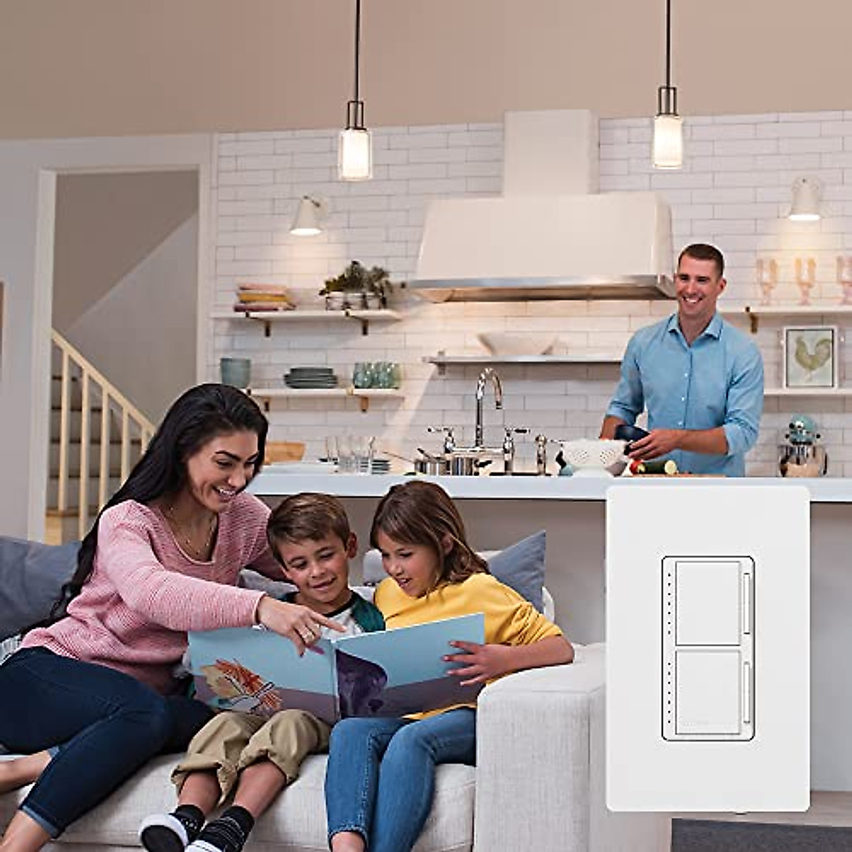 Lutron Maestro Dual Digital Dimmer Switch for Incandescent Bulbs, 300-Watt/Single-Pole, MA-L3L3-WH, White