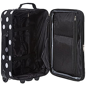 Rockland Fashion Softside Upright Luggage Set,Expandable, Telescopic Handle, Wheel, Black Dot, 2-Piece (14/19)