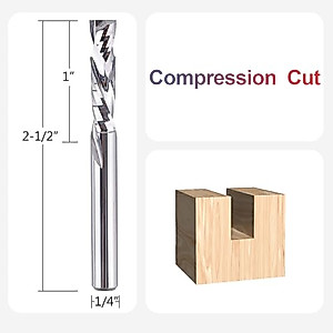 SpeTool Carbide Spiral Router Bits Up&Down Compression Bit 1/4 X 1 inch Cutting Size with 1/4 inch Shank for Woodwork CNC Router Bit Engraving Carving Mortise Groove Tools