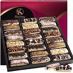 Chocolate Covered Biscotti Cookies Gift Basket (24 Count) Assorted Sweet Treats Candy Toppings, Easter Arrangement Platter Gourmet Bakery Dessert Box, Birthday Care Package, Kosher Parve Food USA Made