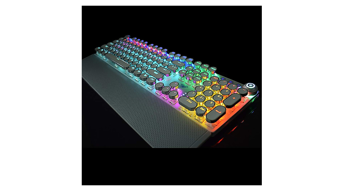 CHICHEN Retro Steampunk Gaming Keyboard with Backlit | Silver-Blue Switches