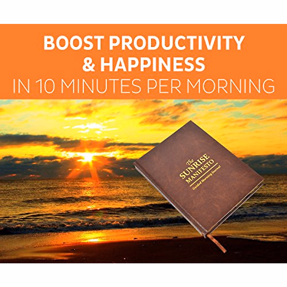 SaltWrap The Sunrise Manifesto Guided Morning Journal (Brown) - Minimalist Morning Pages for Gratitude, Productivity, and Focus