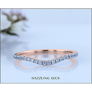 Dazzlingrock Collection Round White Diamond Stackable Curved Contour Guard Band for Women (0.20 ctw, Color I-J, Clarity I1-I2) in 14K White Gold Size 7