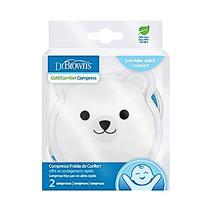 Dr. Brown's Cold Comfort Compress Baby Ice Pack, Freezable Reusable First Aid Pain Relief for Kids, Small Polar Bear and Whale, 2-Pack