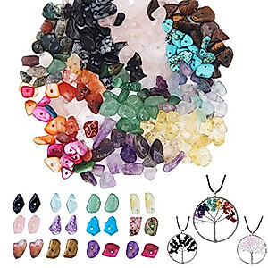 EuTengHao 1323Pcs Irregular Chip Stone Beads Natural Gemstone Beads Kit with Spacer Seed Beads Lobster Clasps Elastic String Jump Rings for DIY Necklace Bracelet Earring Jewelry Making Supplies