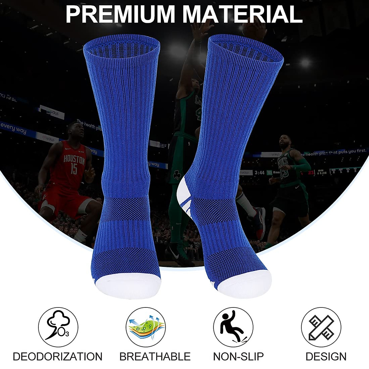 Dingcooler Elite Basketball Socks 2/4 Pairs, Mid Calf Athletic Socks for Men Women Boys Girls