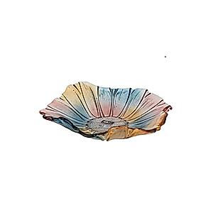 SZHQYG 11inch Diameter Crystal Glass Colorful Fruit Bowl, Multi-color Classic Tray,Tabletop for Dessert Plate Art Flower-shaped Design