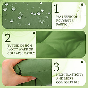 Maitys 5 Pieces Waterproof Wicker Chair Cushions Outdoor Cushions Couch Cushion Set Group Loveseat Cushions Lumbar Pillows for Patio Backyard Porch Garden Furniture(Sage Green)