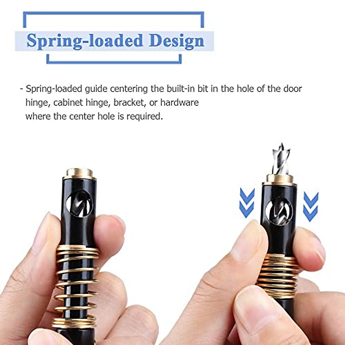 Mesee 2 Pcs 1/4 Inch Hex Shank Center Drill Bit Set, 5mm & 1/4'' Door Hinge Self Centering Tapper Core Hole Opening Puncher Reaming Bits Woodworking Drilling Tools for Window Cabinet