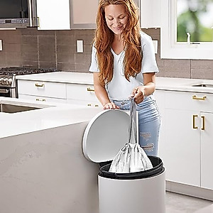 Plasticplace Trash Bags simplehuman (x) Code J Compatible Packs │White Drawstring Garbage Liners 10-10.5 Gallon / 38-40 Liter │ 21'' x 28'' (20 Count/5 Pack)