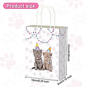 12 Pcs Cat Party Favor Bag Cat Theme Bags Cat Birthday Party Decorations Supplies Cat Candy Treats Bags Pet Party Favors Pet Animal Birthday Supplies