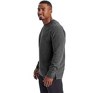 C9 Champion Men's Waffle Thermal Knit Crew Pullover, Ebony Heather, XL