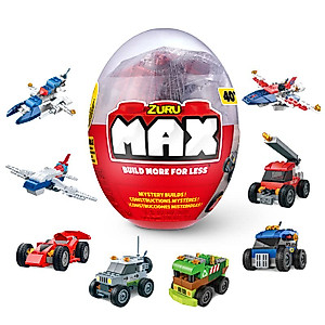 MAX Build More Egg Capsule x4 by ZURU Building Block Set with Surprise Themes for Boys, Girls, and Kids, Great Basket Stuffers, Amazon Exclusive