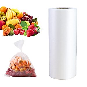 SJPACK Plastic Produce Bag, Clear Food Storage bags, 12 X 16 Inches on a Roll, Food Storage Bags for Fruits, Vegetables, 350 Bags,1Roll