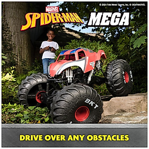 Monster Jam Marvel Mega Spider-Man RC Monster Truck, All-Terrain, Over 2 Feet Long, 1:6 Scale, Super Hero Kids Toys for Boys and Girls Ages 4 and Up